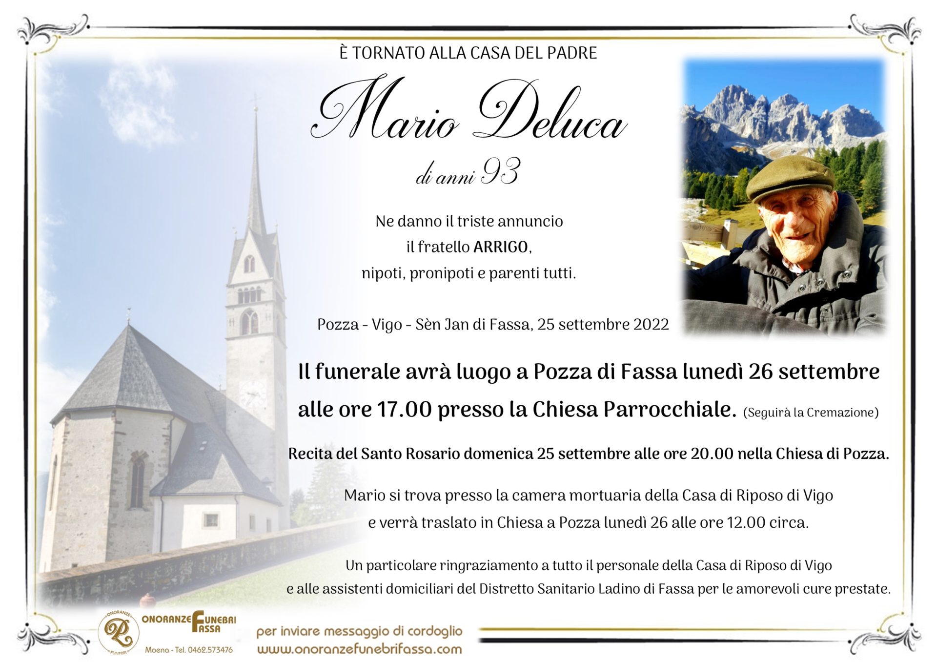Mario Deluca – Onoranze Funebri Fassa